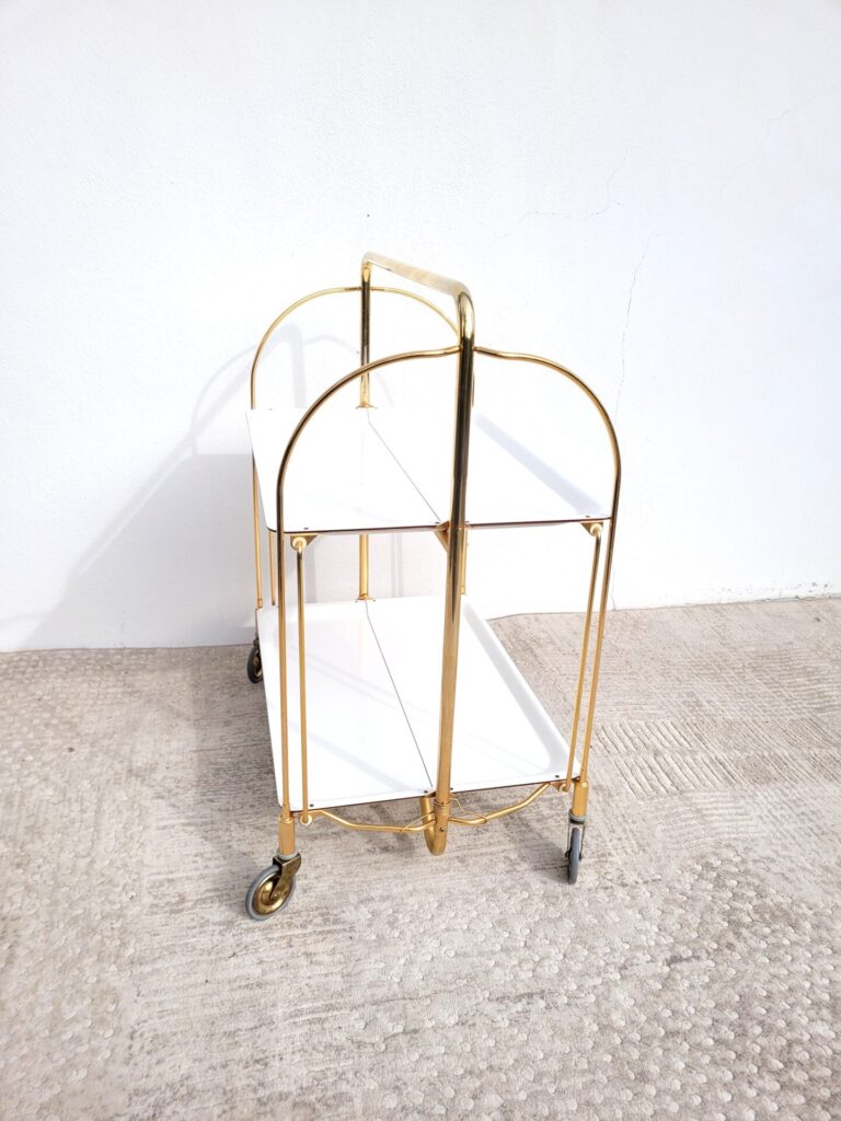 Chariot service table roulante pliante desserte vintage dorée | Coucou ...